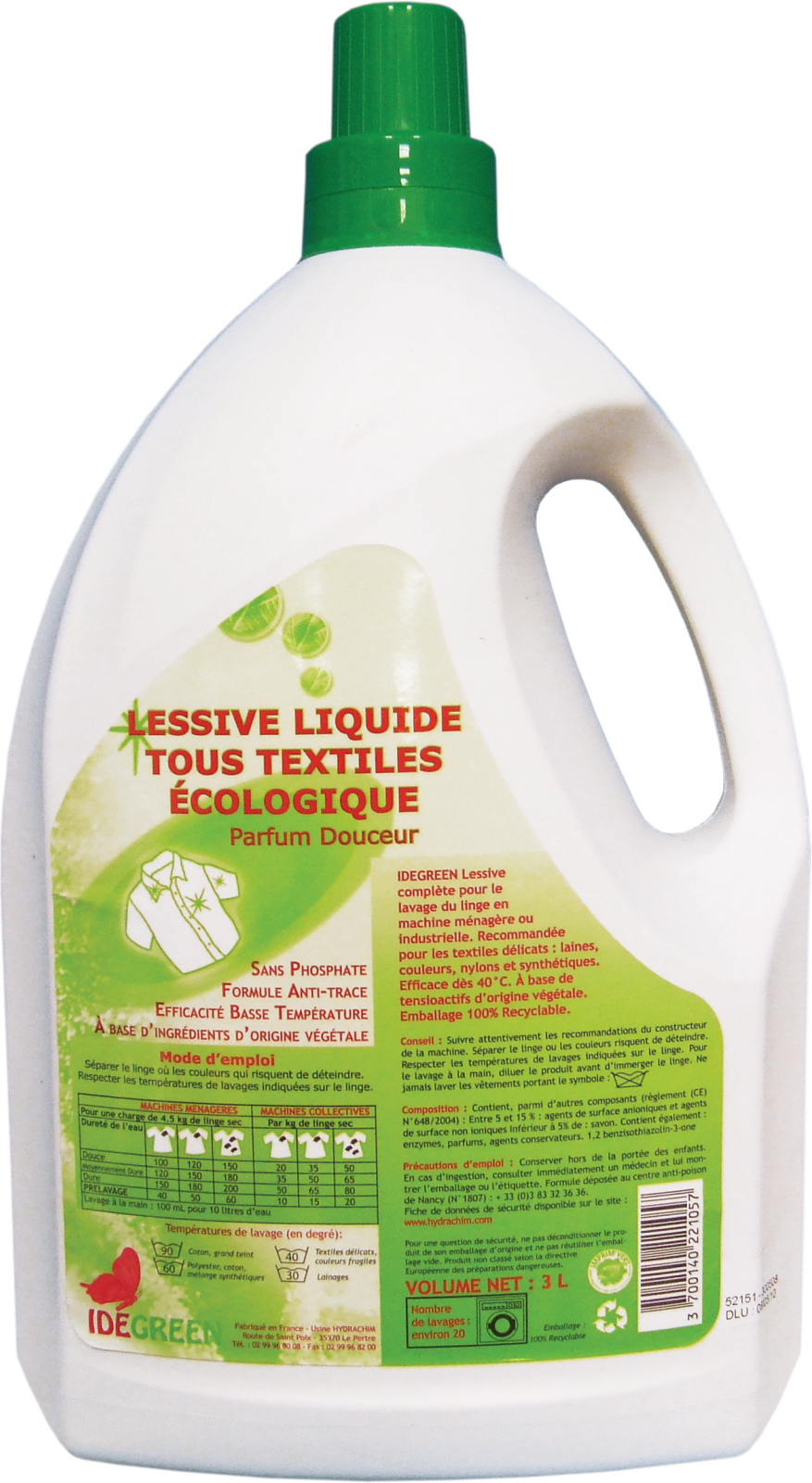 Lessive Liquide Ecologique Idegreen Le Bidon De 3 Litres